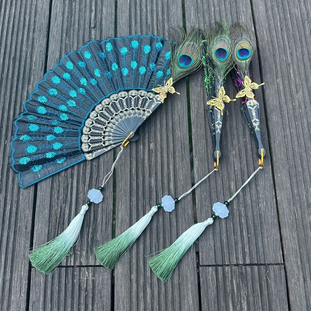 Ancient style fan Ancient fan [4406 People Collection] Peacock Feather ...