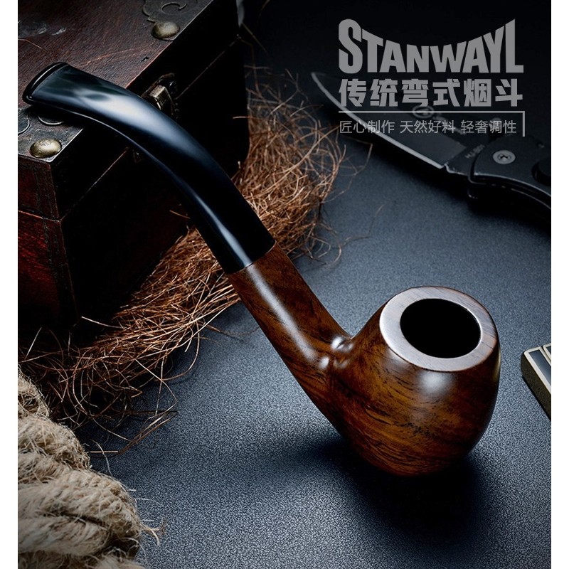 Set Paip Kayu Pepejal untuk Lelaki, Beg Paip Kayu Briar Gaya Lama ...