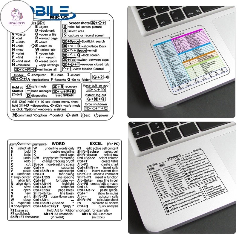 UN Self-adhesive Shortcut Key Label Popular Computer Shortcut Quick ...