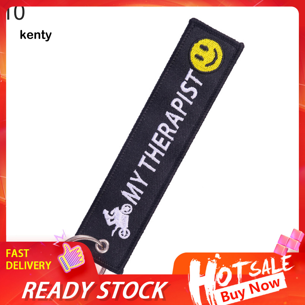 kT Biker Motorcycle Letter Embroidered Fabric Strap Keys Holder Ring ...