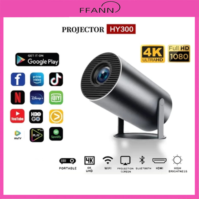HY300 Portable Ultra HD Intelligent Projector, Small Cinema 4K HD 5G ...