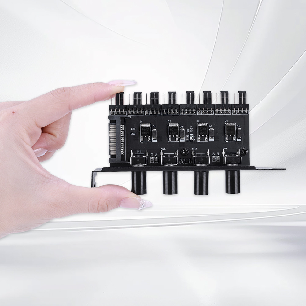 PC Chassis Fan Hub SATA/4 Pin Adapter PWM Hub Speed Controller 8 ...