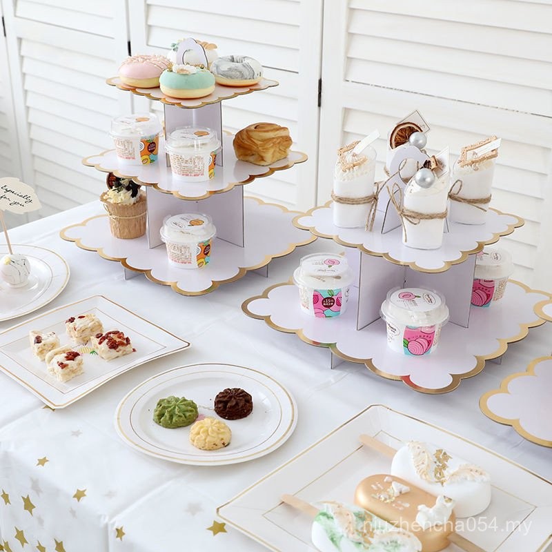 Dessert Table Decoration Multi-Layer Three-Layer Display Shelf Paper ...