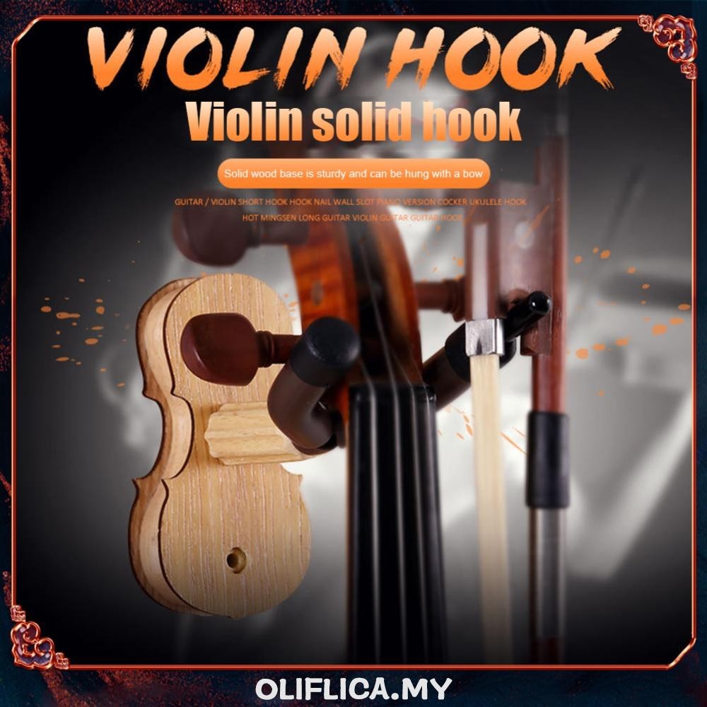 [Oliflica.my] Wooden Violin Special Hanger with Bow Hook/Screws Wall ...