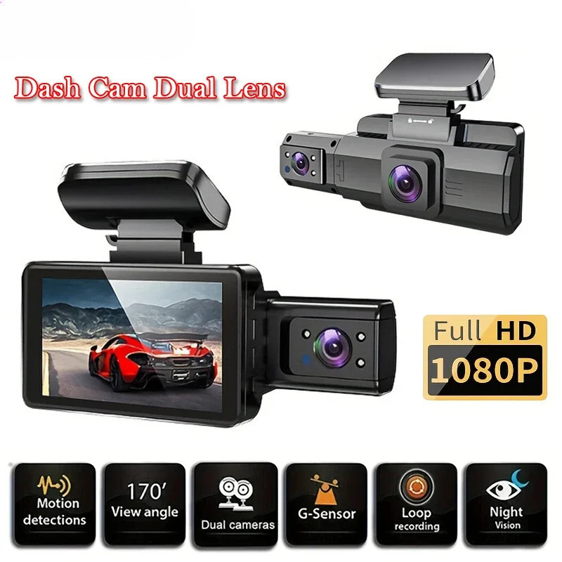 Dash Cam Dual Lens 3.16inch Car DVR Dash Camera Front and Inside 1080P ...