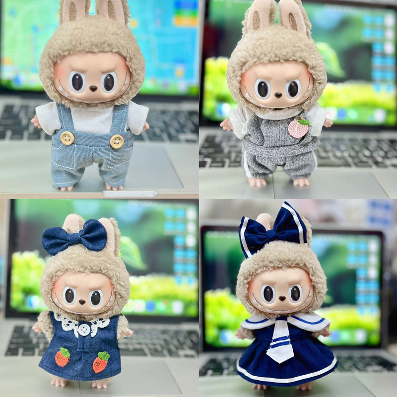 17CM Labubu Macaron Doll Clothes Set Labubu Clothes Accessories ...