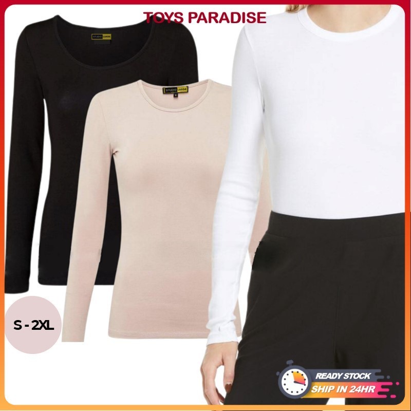 [Malaysia Stock]Women Inner Plain Muslimah Long Sleeved Innerwear, Baju ...