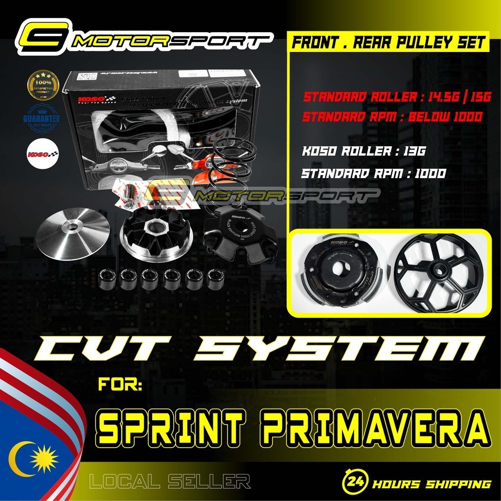 KOSO CVT Pulley Kit Transmission Power Kit Set & Housing Bell Clutch ...