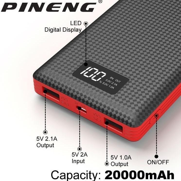 Pineng Power Bank PN-969 20000mAh PN969 Powerbank - Black / White ...