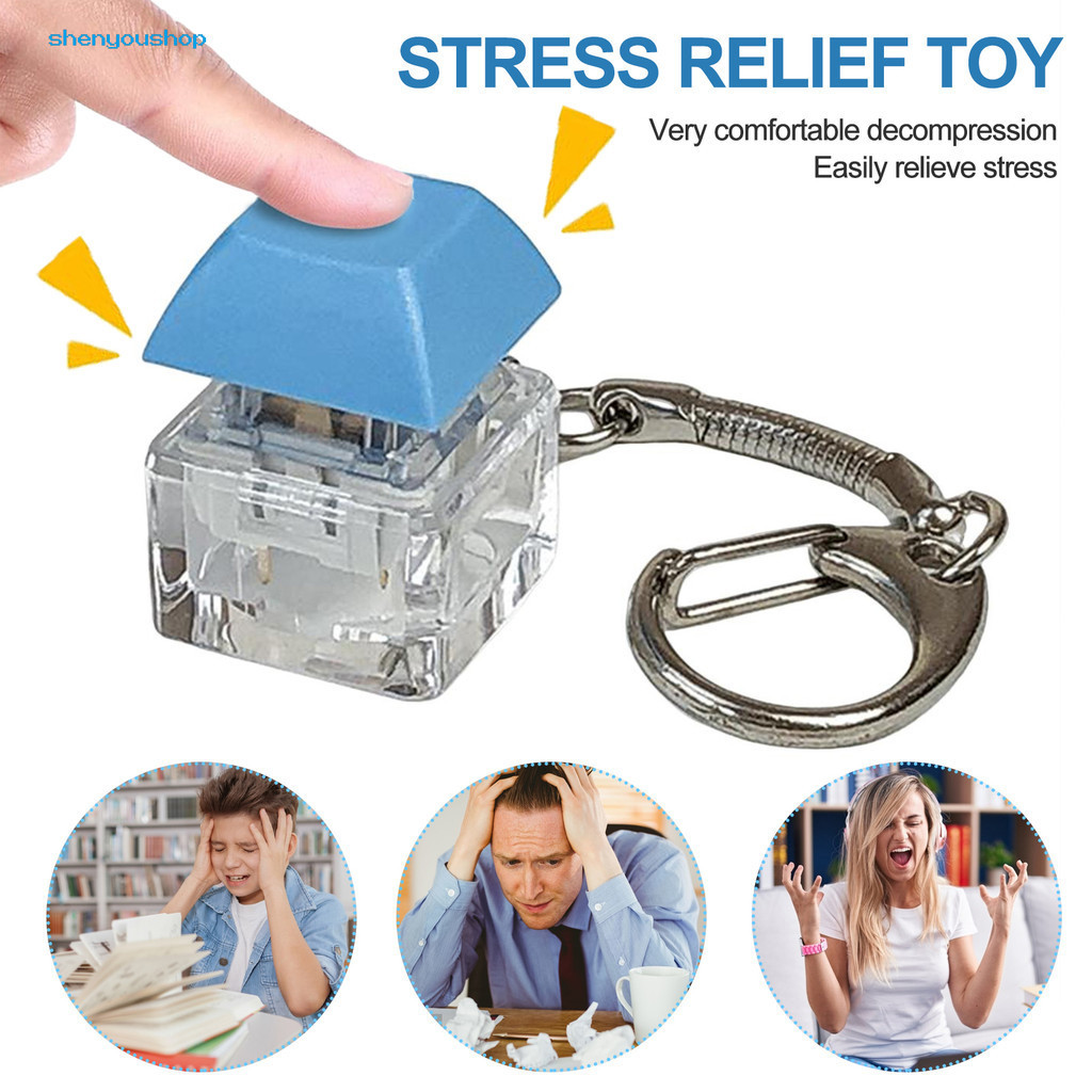 [SYS]Fidget Toy Keyboard Keychain Stress Relief Toy Adults Kids Finger ...
