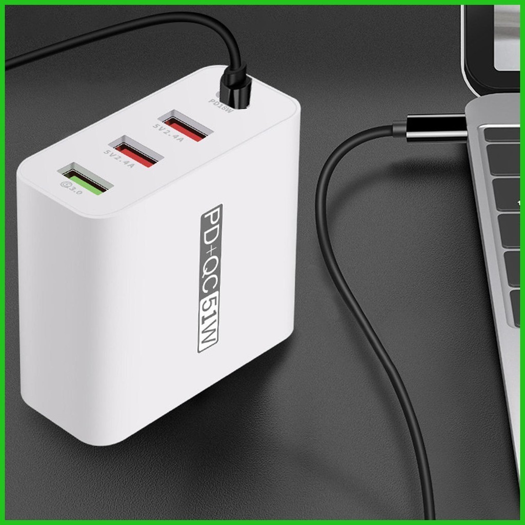 USB Charging Hub 51W Fast Charging Adapter with Multi Ports Compact ...