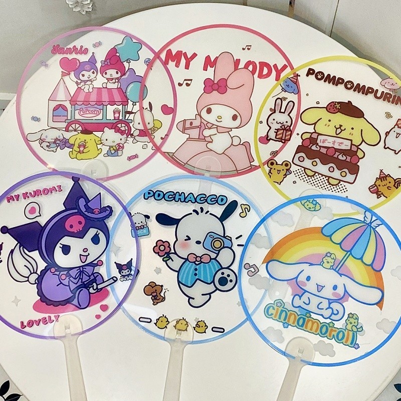 Kawaii Handheld Fan Kuromi Summer Portable Transparent Small Round Fan ...