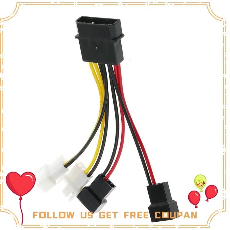 4-Pin Molex to 3-Pin Fan Power Cable Adapter Connector Computer Cooling ...