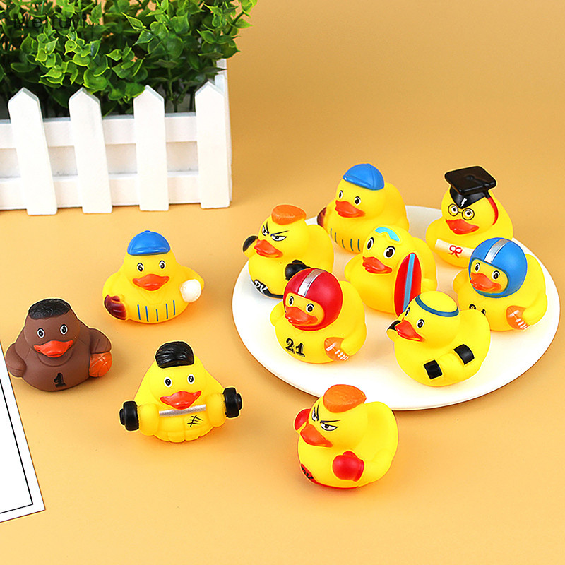 [Meifuyi] Creative Cute Sports Duck Toys Baby Bath Toys Rubber Ducks ...