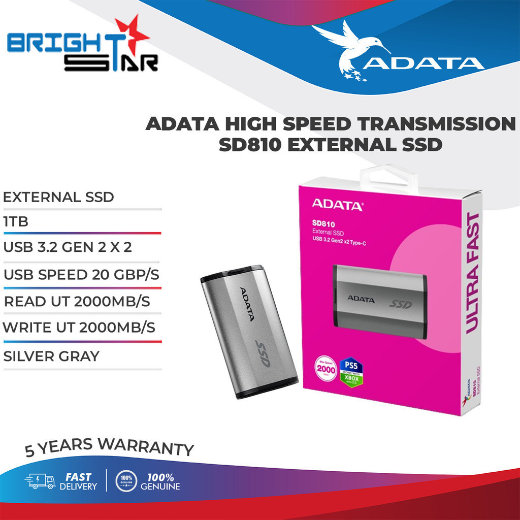 ADATA SD810 External SSD Read Speed UT 2000MB/s (1TB/2TB/4TB) | Shopee ...