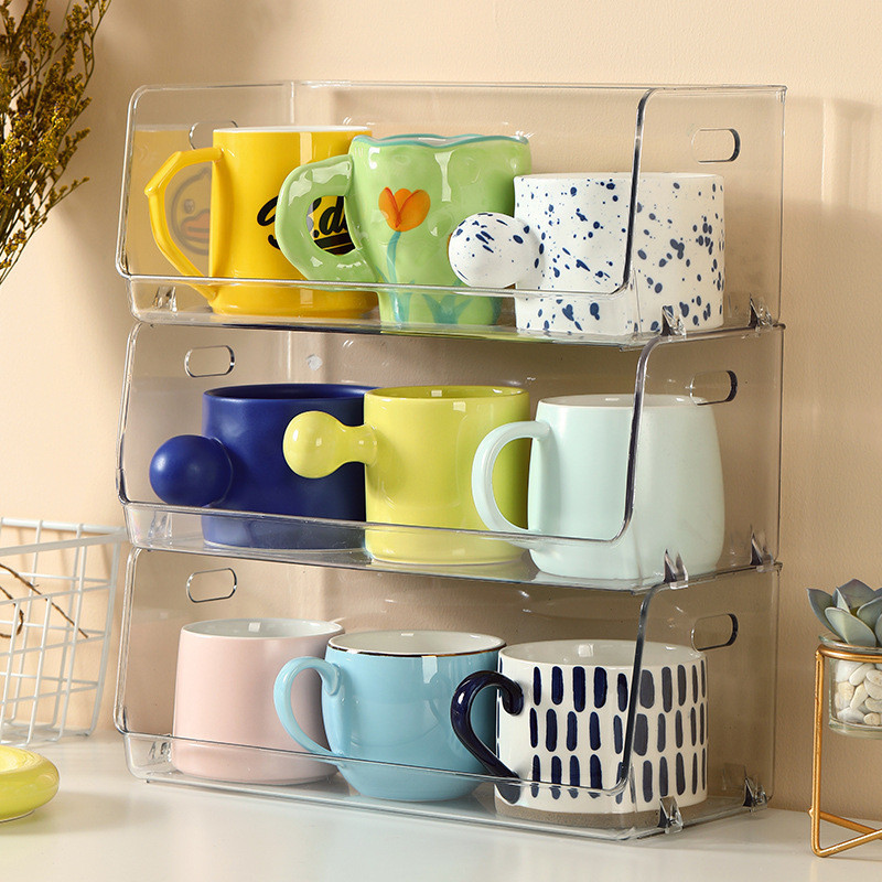 Spot goods Mug Storage Box Desktop Double-Layer Cup Holder Water Cup ...