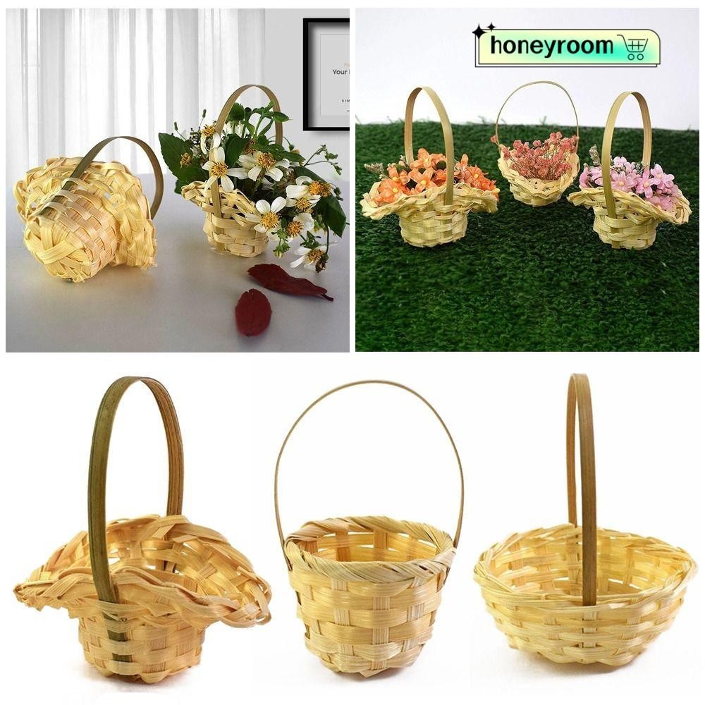 HONEYROOM Braid Flower Baskets, Yellow with Handle Flower Arrangement ...