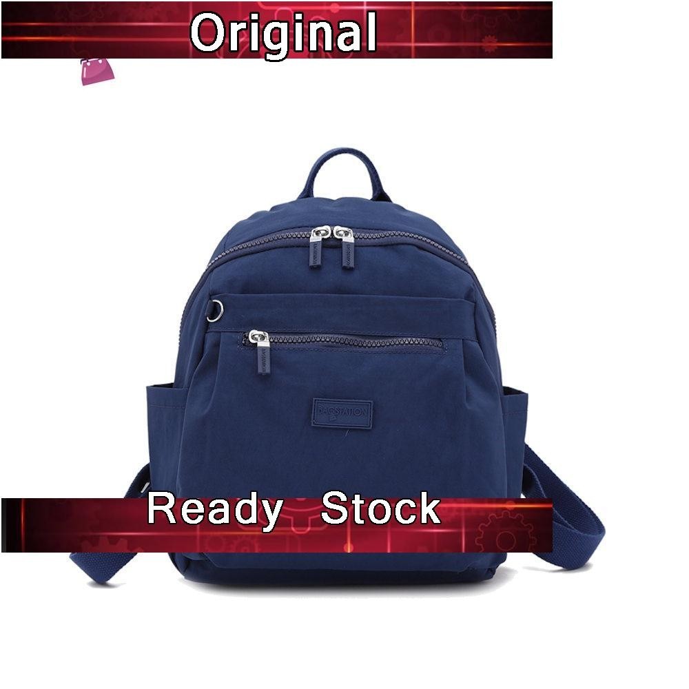 L14 BAGSTATIONZ Crinkled Nylon Small Backpack (Black/Khaki/Navy Blue) | Shopee Malaysia