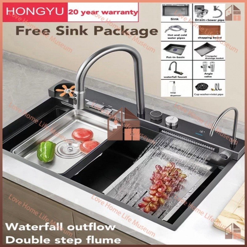 NANO Sink 304 StainlessSteel Flying Rain Waterfall Single Bowl ...