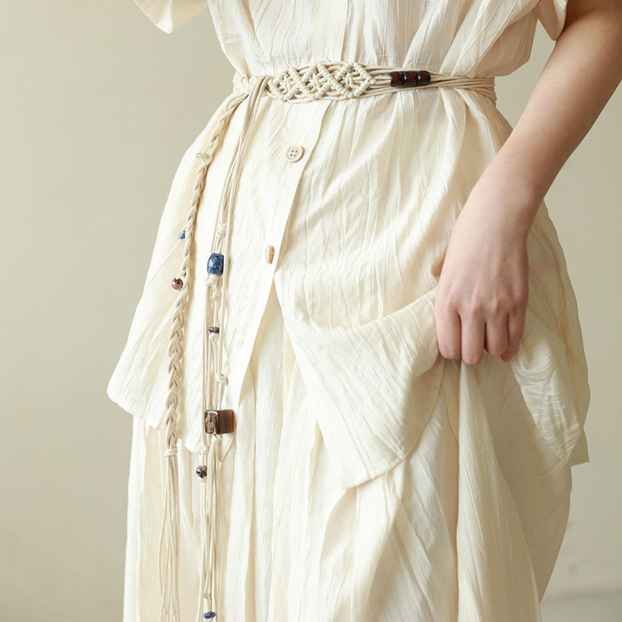 Casual Pure Handmade Cotton Waist Rope Braided Tassel Beaded Famous ...