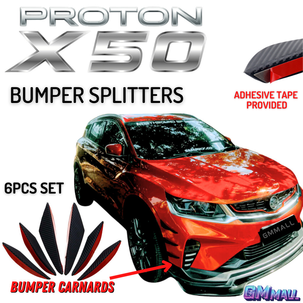 6PCs PROTON X50 CAR CANARDS Front Bumper Diffuser Splitter Lip Spoiler ...
