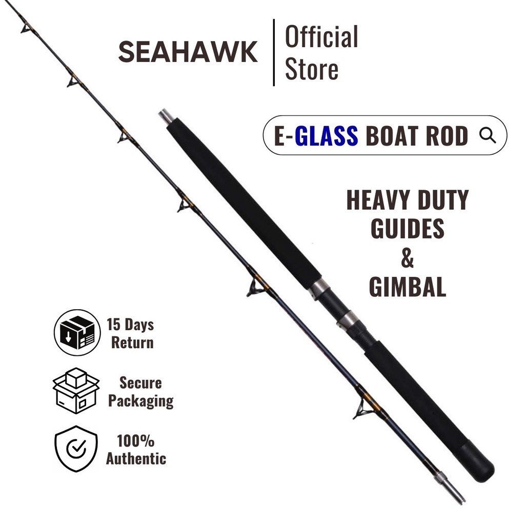 SEAHAWK Prestiga Boat E-Glass Heavy Duty Bottom Fishing Boat Rod ...