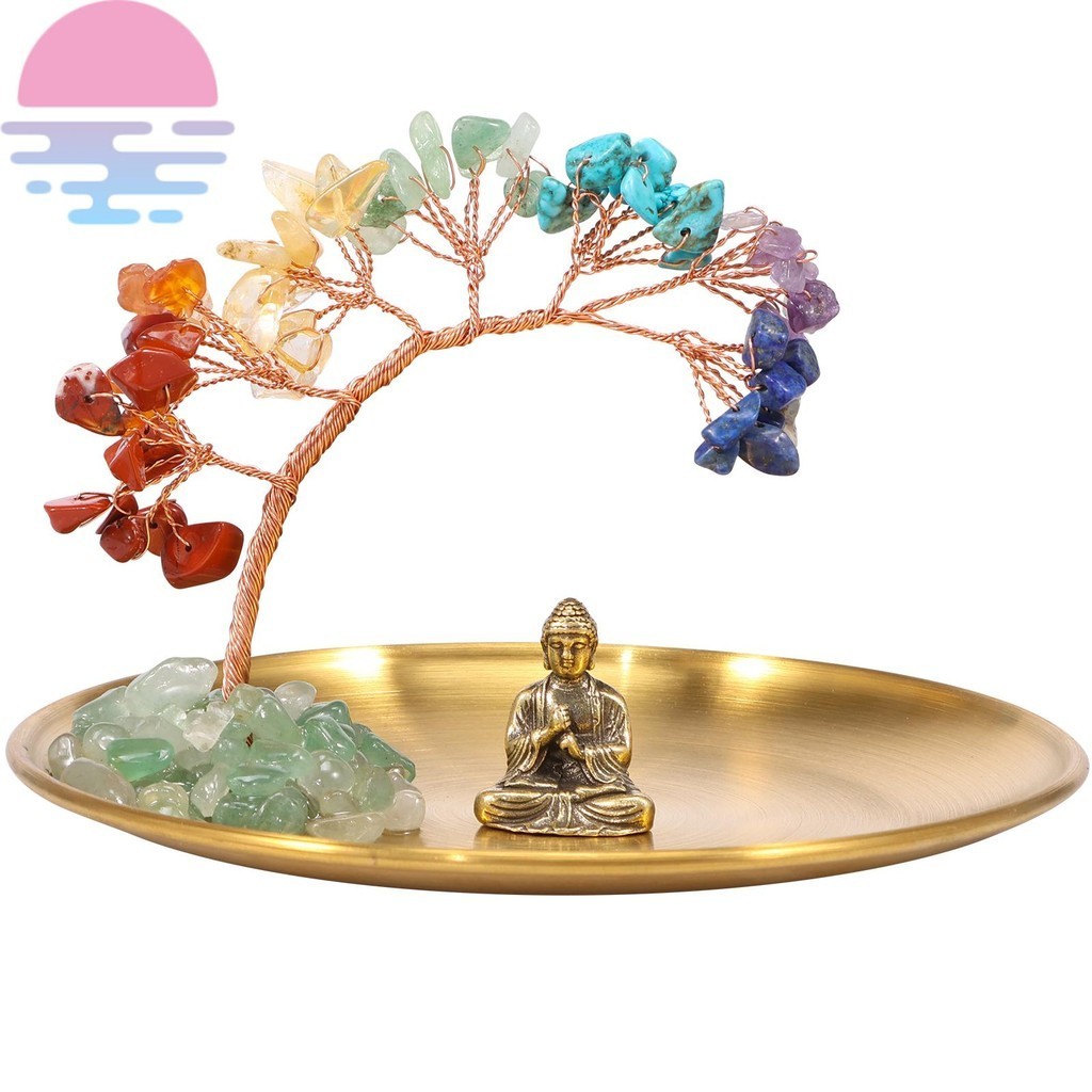 Tree and Buddha Decor Buddha Statue with Crystal Tree Energy Balance ...