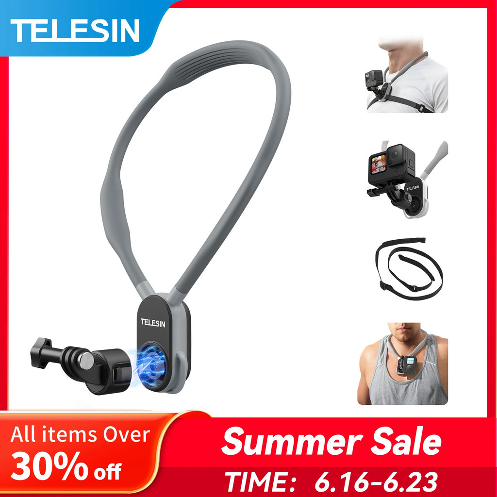 TELESIN Quick Release Silicone Neck Mount Magnetic Hold for GoPro for ...