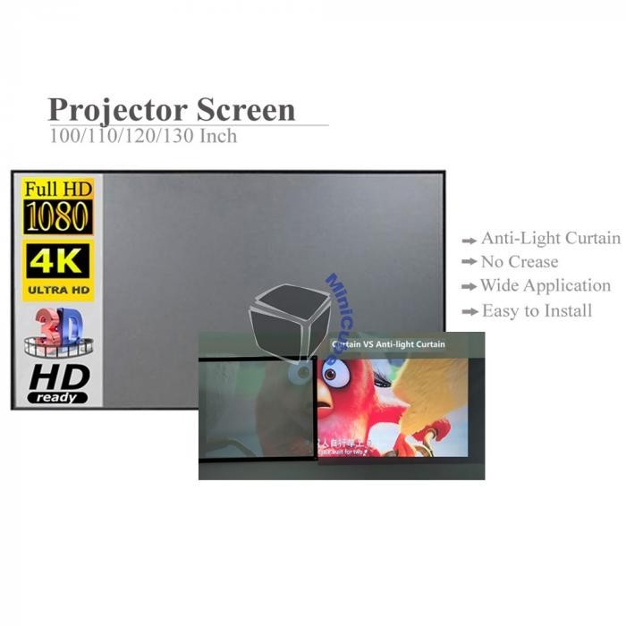 3D Portable Projector Metal Curtain Anti-light Wall Mounted 16:9 ...