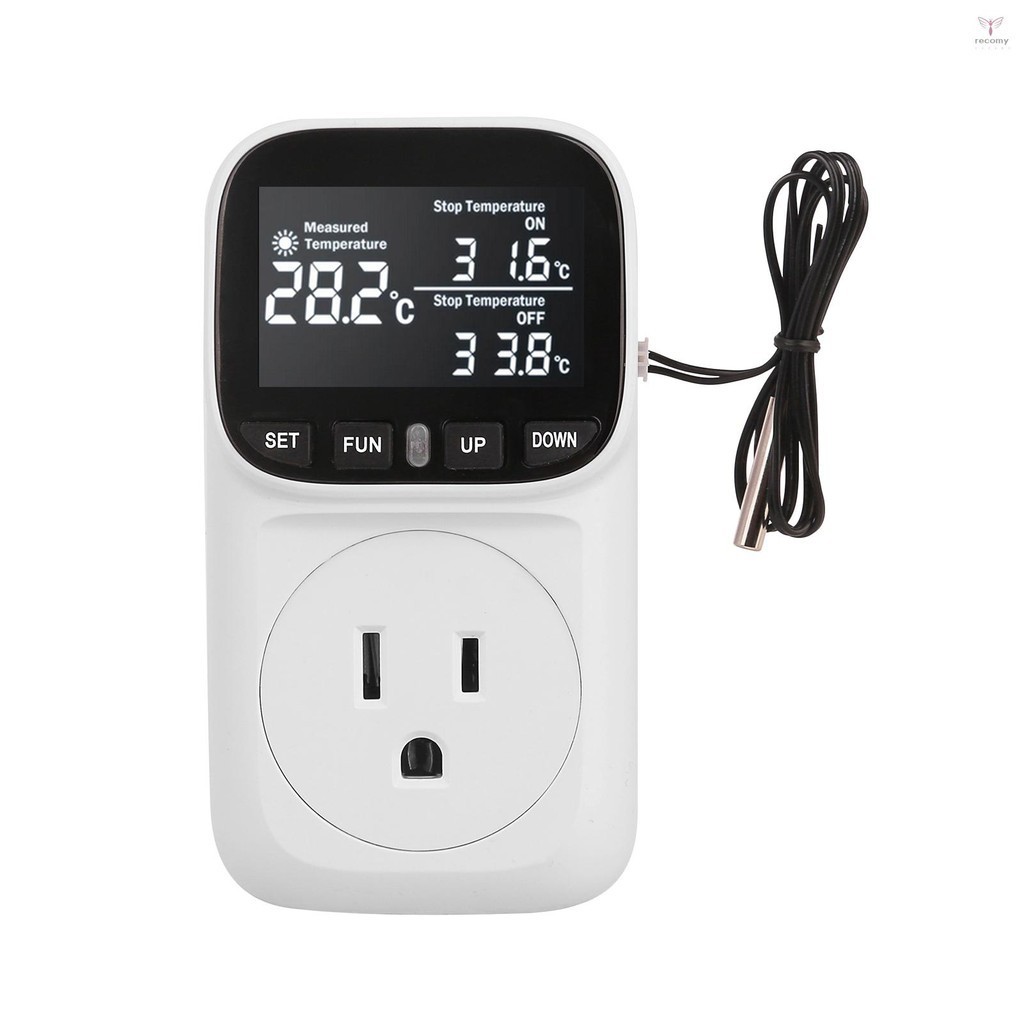 110V 15A Temperature Controller Socket High-Precision Digital Display Smart Thermostat Fish Tank ...
