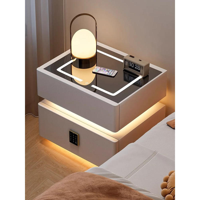 Netizen floating intelligent bedside table, simple modern solid wood, light luxury,high-end ...