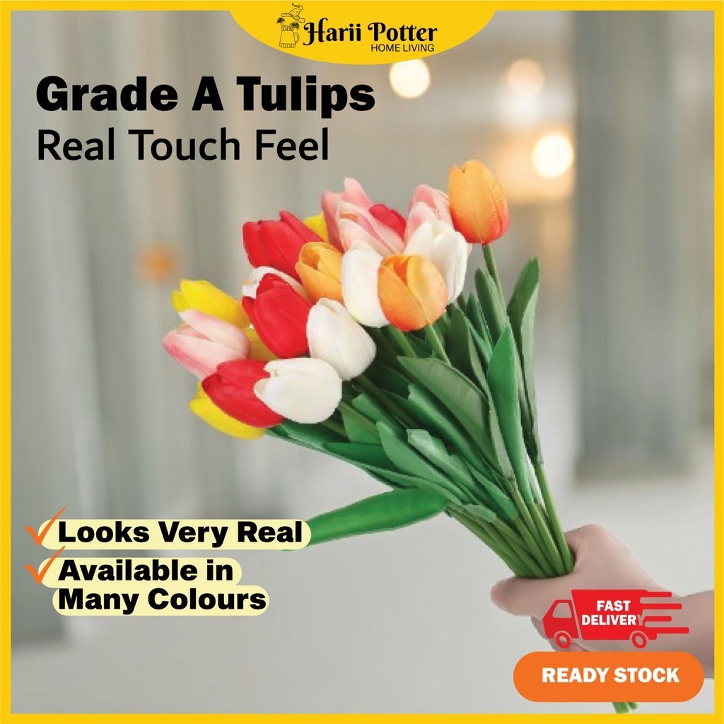 Artificial Tulip Flower Fake Flower Home Decoration Bunga Hiasan Pasu ...