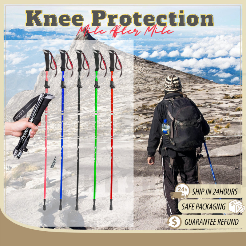 Foldable Trekking Pole Hiking Essentials Aluminium Adjustable Poles Leg ...