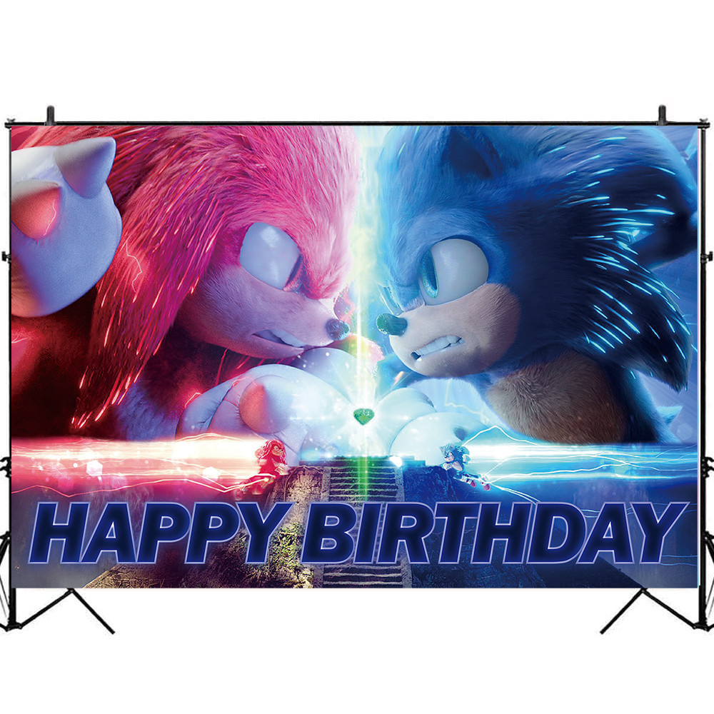 150*100cm Sonic Happy Birthday Party Backdrop Banner Background Cloth ...