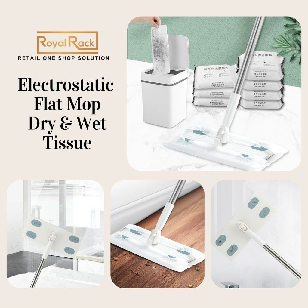 RoyalRack【Ready Stock】Electrostatic Flat Mop Dry Wet Tissue Pengelap ...
