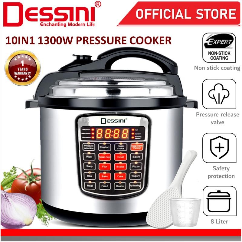 DESSINI ITALY 10 IN 1 Electric Digital Pressure Cooker Non-stick ...