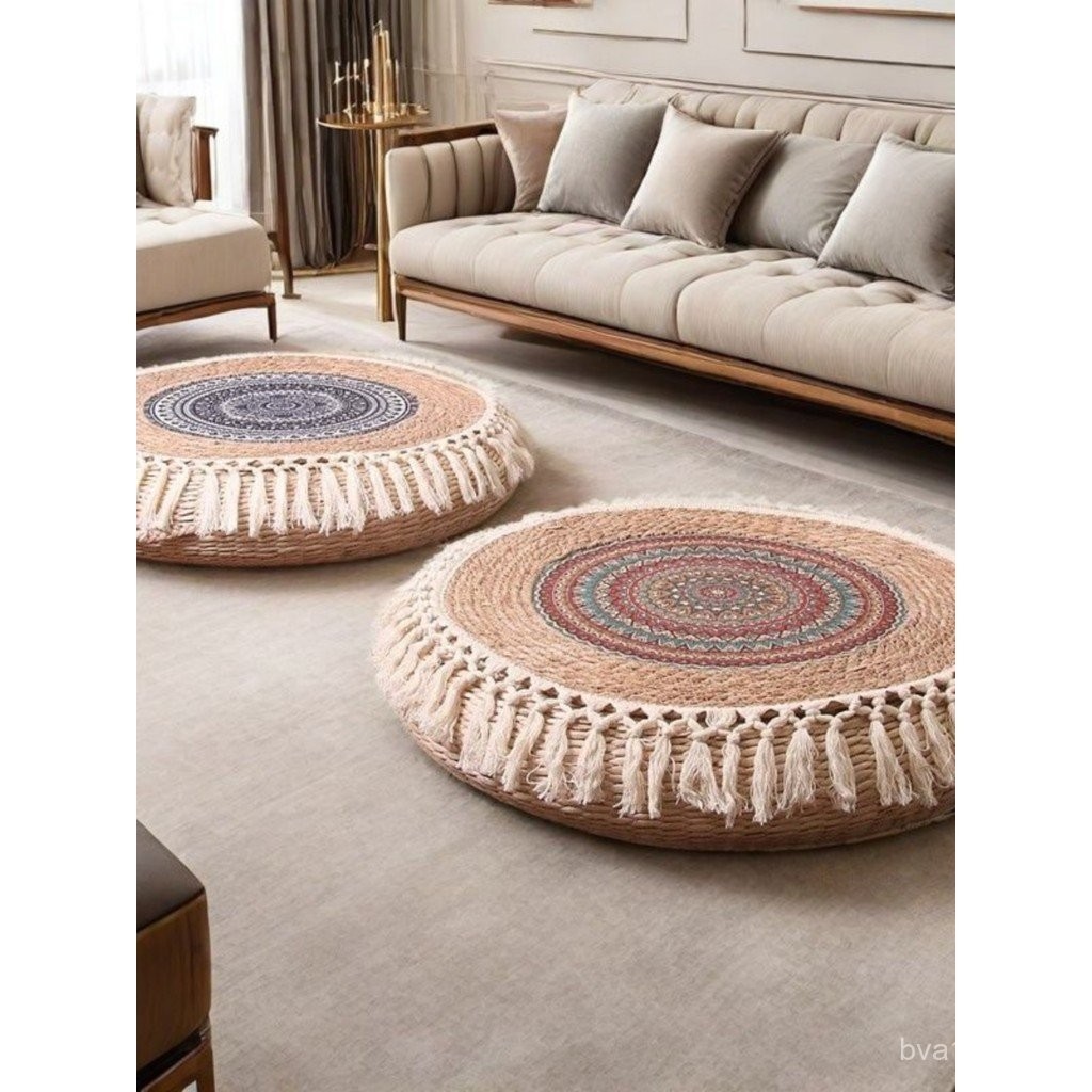 Kusyen Futon Tikar Bulat Meditasi Ibadah Zen Kusyen Jerami Anyaman ...