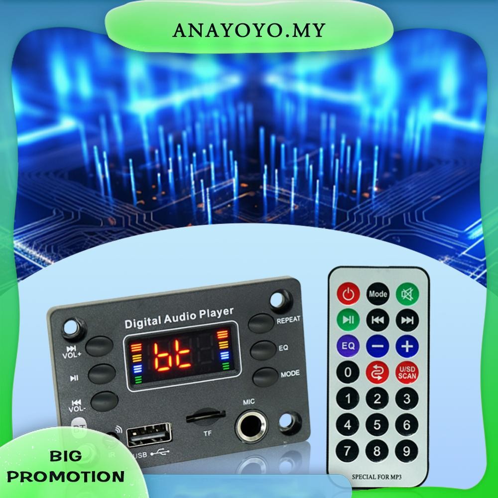 [anayoyo.my] 12V 25W BT 5.0 MP3/WMA/WAV/FLAC/APE Audio Decoding Board ...