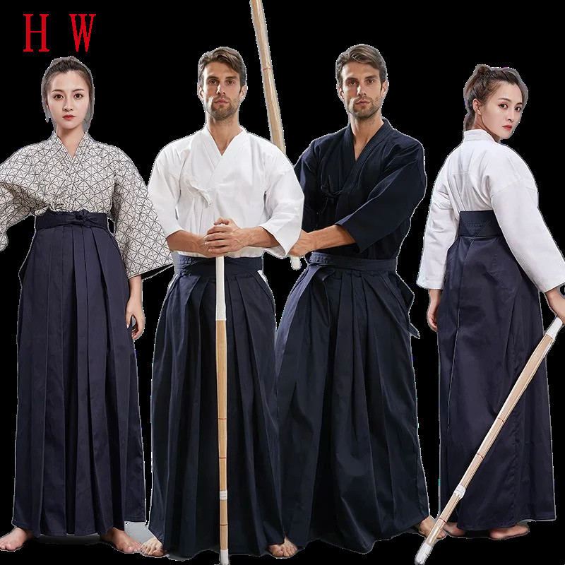 Aikido Gi Uniform Cotton Hapkido Pants Kendo Hakama Black Deep Blue White Japanese Samurai ...