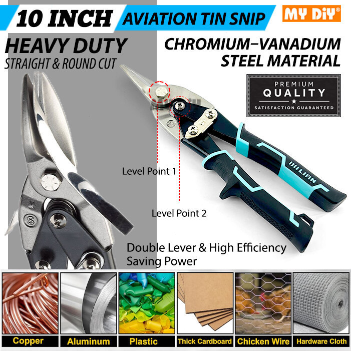 BOLIAN 10" HEAVY DUTY CRV AVIATION TIN SNIP CUTTER ZINC METAL SHEET ...