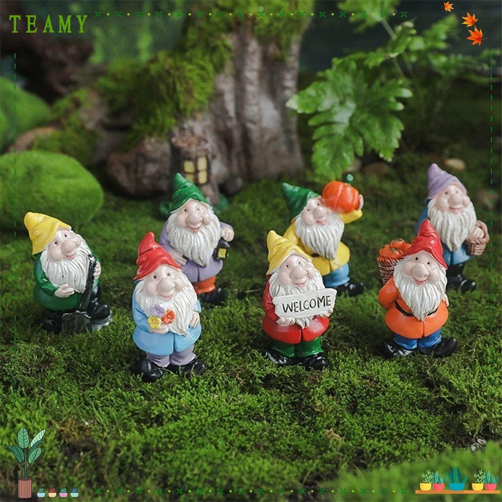 TEAMY Miniature Dwarfs Statue, Fairy Garden Micro Landscape Mini Gnome ...