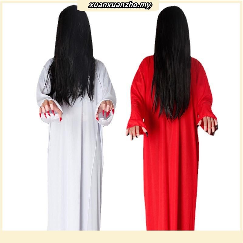 SDEER Female Ghost Costume, White Red Sadako Halloween Costumes, Funny ...