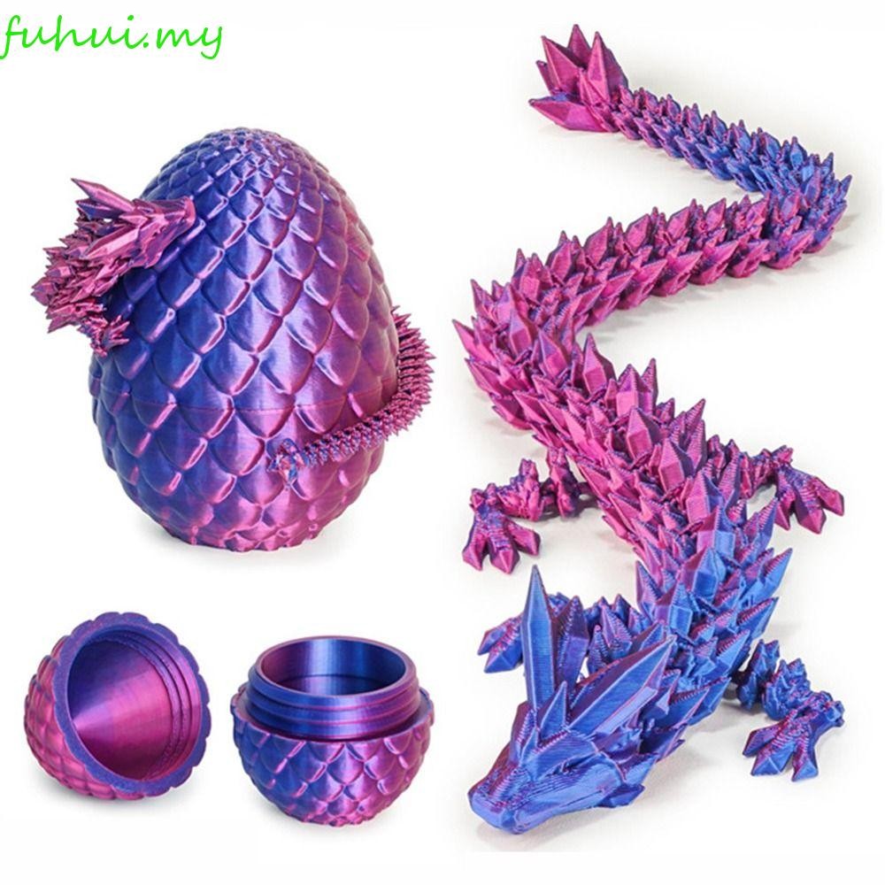 FUHUI 3D Printed Crystal Dragon, Creative Dragon Egg 3D Articulated ...