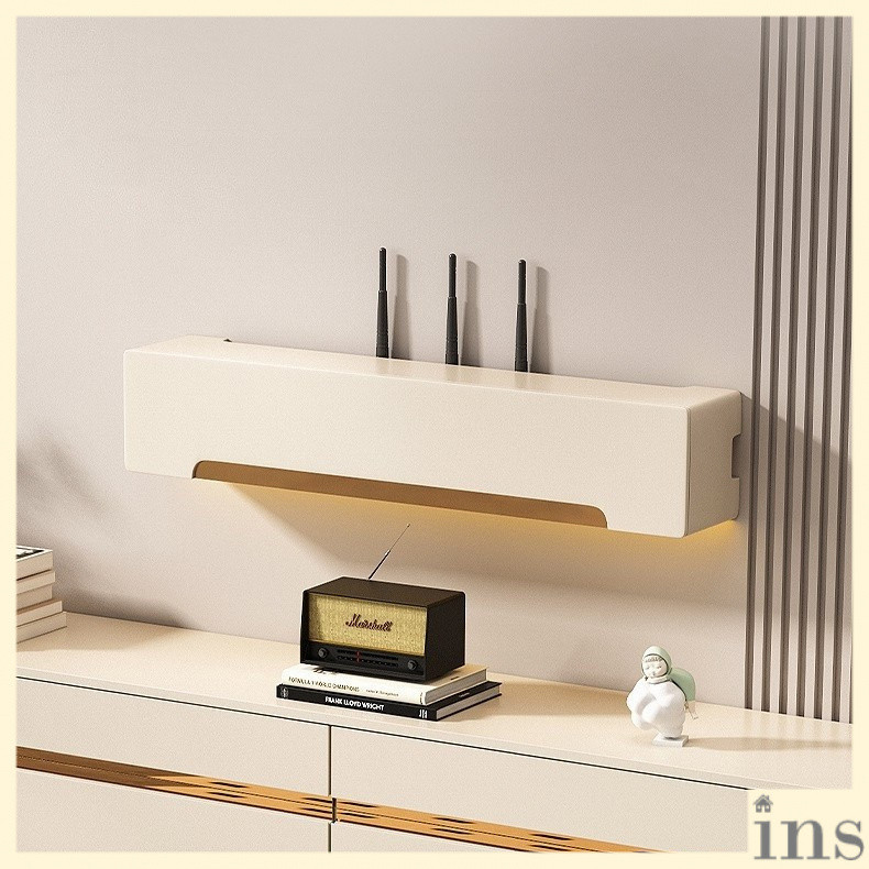 Ins Modern Solid Wood Wall-Mounted Wireless Router Cable Storage Box ...
