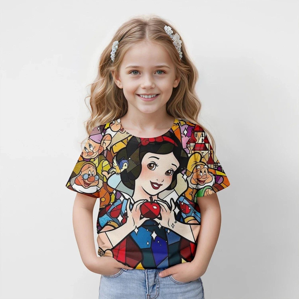 New Summer Kids 3D Printed Cute Cartoon PrincessT-shirt Fashion ...