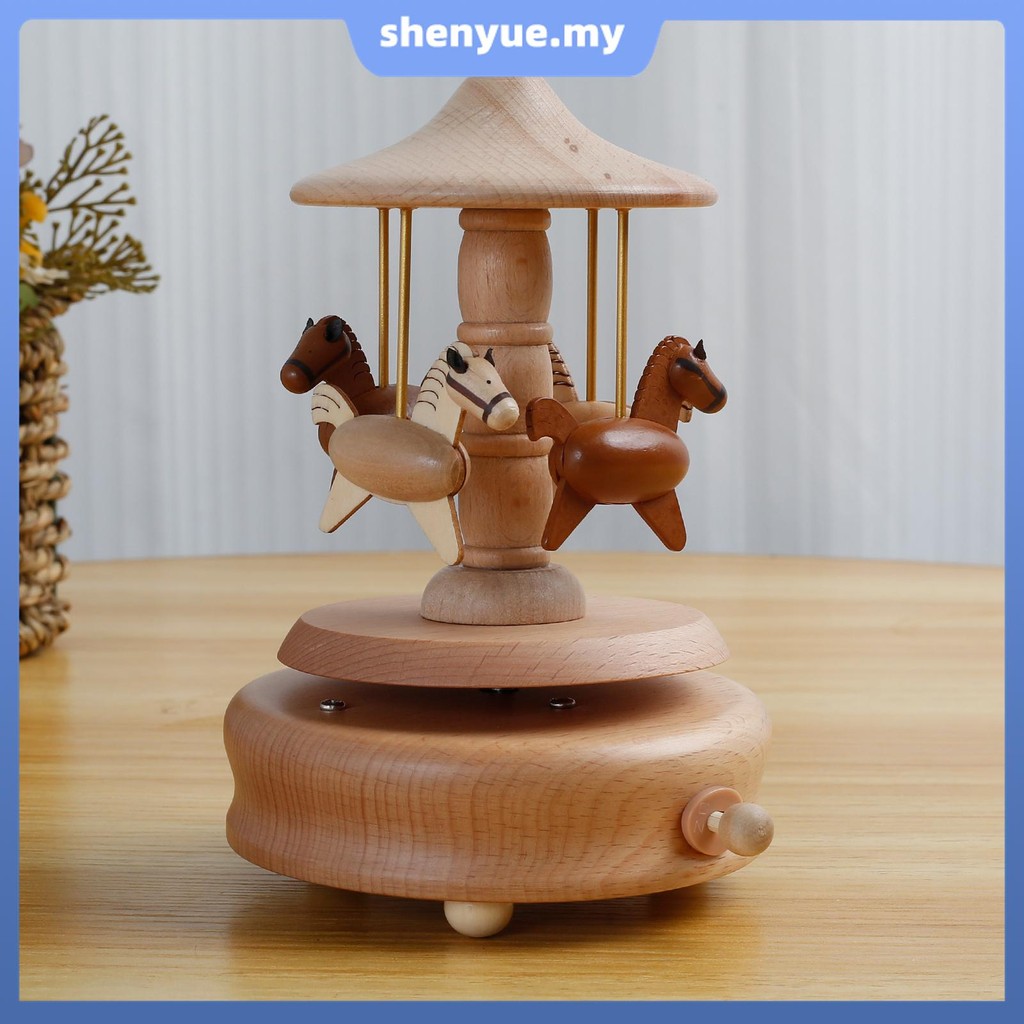 Carousel Music Box Retro Wooden Carousel Music Box Handmade Carousel ...
