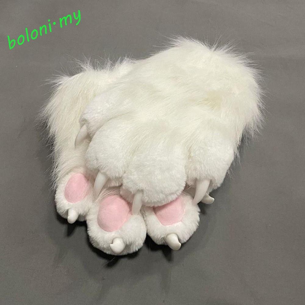 [COD] Cosplay Costume Gloves, Cartoon Furry Plush Cat Paw Gloves ...