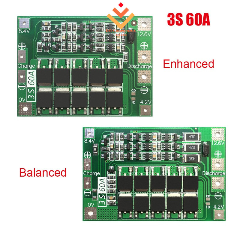 3S 12.6V 60A Li-ion Lithium Battery Charger Protection Board BMS PCM ...