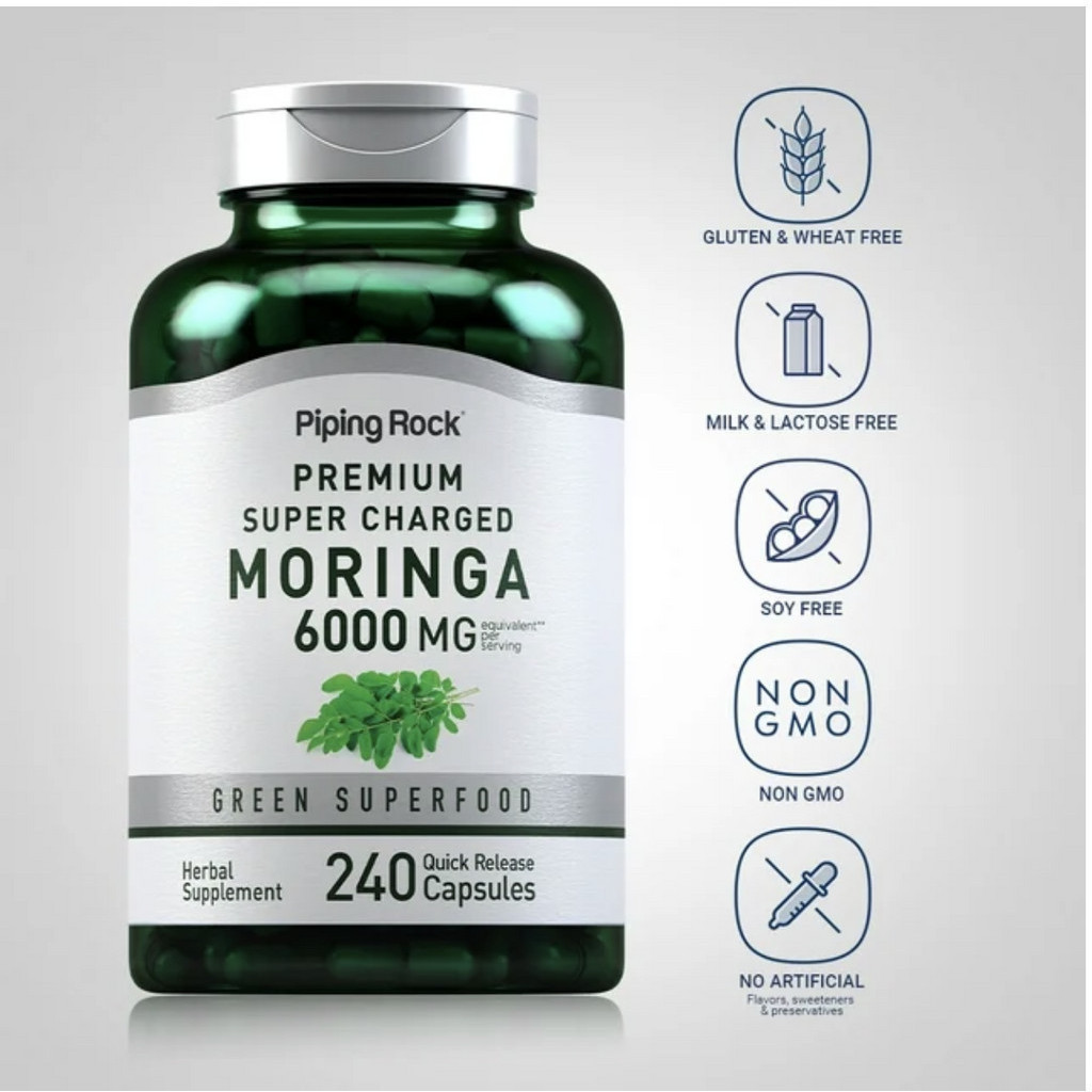Moringa 6000mg, The Miricle Tree, Superfood, 辣木, 240 caps | Shopee Malaysia