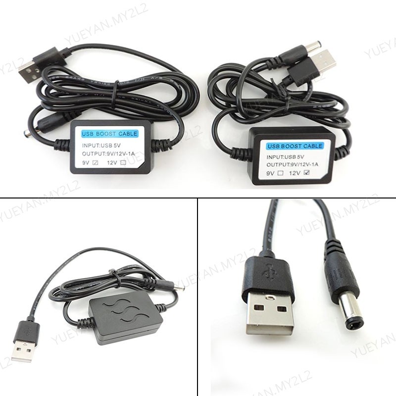 USB Charge Power Boost Cable DC 5V to 9V/12V 1A 5.5mm x2.5mm Step UP ...